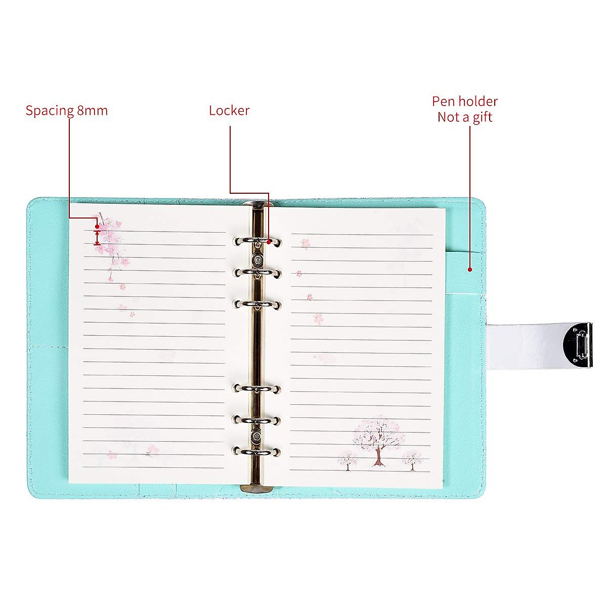 ARRLSDB Digital Password Journal Combination Lock Diary Locking A6 Refillable Leather Journal (White)