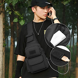 BAIGIO Tactical Sling Bag Crossbody Pack One Shoulder Backpack (Black)