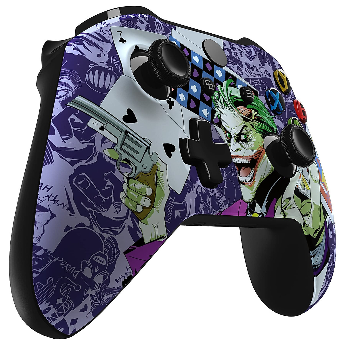 eXtremeRate Clown Cards Patterned Front Housing Shell Case for Xbox One S/X Controller, Soft Touch Faceplate Cover Replacement Kit for Xbox One S/X Controller (Model 1708) - Controller NOT Included