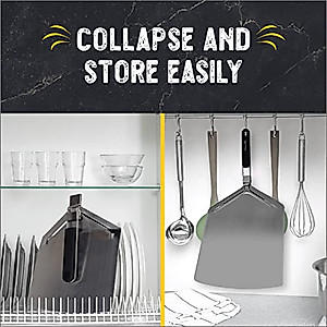 Checkered Chef Pizza Peel - Extra Large, Stainless Steel Metal Pizza Paddle with Folding Handle, Pizza Oven Accessories - 13 Inch x 15 Inch