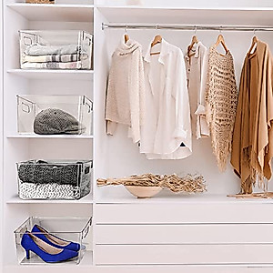 5 PACK Clear Plastic Storage Bins –Pantry Organization and Storage Bins-Cabinet Organizers-Fridge Organizer-Household Food Storage Baskets for Countertops, Refrigerator, Bedrooms, Bathrooms