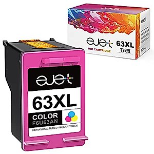 ejet Higher Yield 63XL Color Ink Cartridges Replacement for HP 63 Color Ink Cartridge 63XL to use with OfficeJet 3830 Envy 4520 4512 Officejet 4650 5255 Deskjet 1112 3634 3632 Printer (1 Tri-Color)