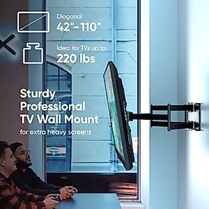 ONKRON Heavy Duty TV Wall Mount for 42-110 Inch TVs & Interactive Panels up to 220 lbs - Full Motion Swivel & Tilt, Black