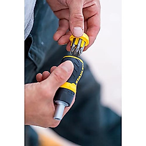 Stanley 0-66-358 Bit-Screwdriver short with 10 Bits, Black/Yellow