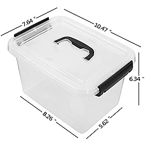 Anbers 5 L Clear Storage Bins, Plastic Latching Box with Handles, 6 Packs, R