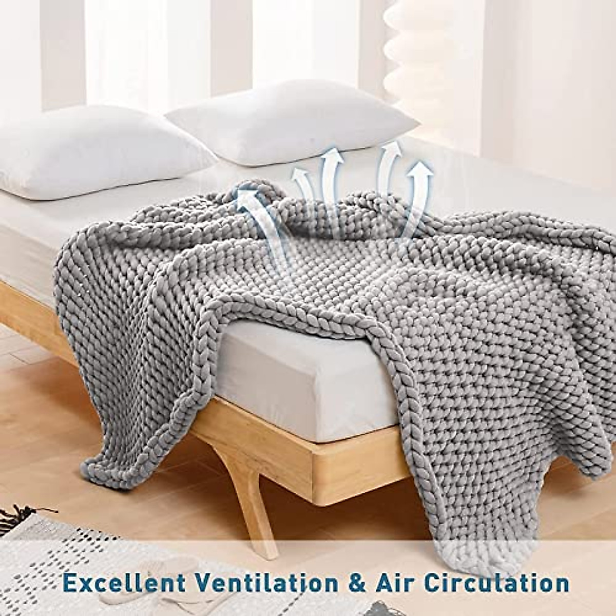 DKLE Chunky Knit Blanket, Chenille Blanket Soft Cozy Warm, Knitted Blanket for Bed & Sofa, Gift (Purple 60x80cm)