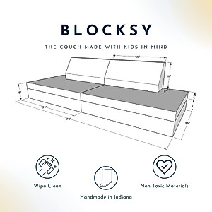 Foamnasium Blocksy Kids Couch, Indoor Foam Playset, 4 Piece Soft Toddler and Kids Active Play Couch for Crawling, Climbing, Fort Building and Jumping, Made in the US, Pewter, Medium