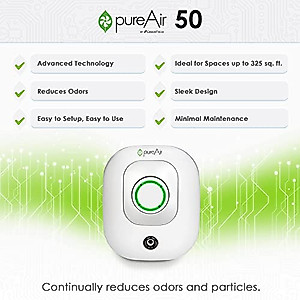 Greentech Environmental pureAir 50 - Portable Air Purifier and Air Cleaner, Air Purifiers for Home, Office, and Bedroom, For Spaces Up to 325 Square Feet, Neutralizes Tough Odors, Easy Set Up