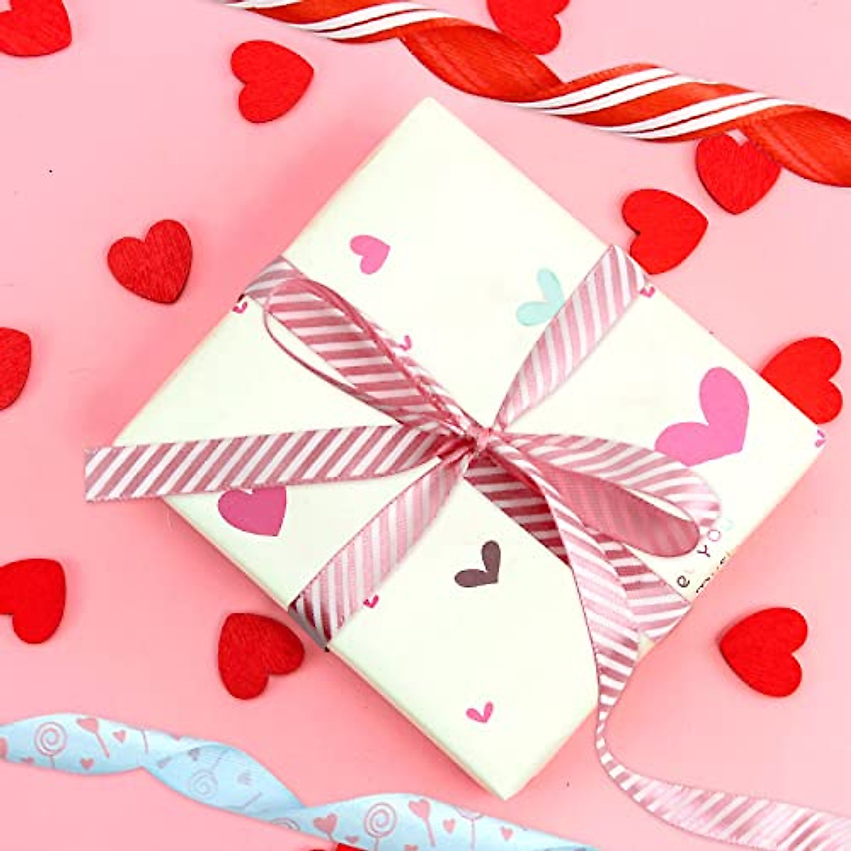 Valentine Heart Ribbons for Gifts Wrapping 15 Rolls Love Heart Ribbons for Craft Valentines DIY Craft Decoration Party Favors Supplies