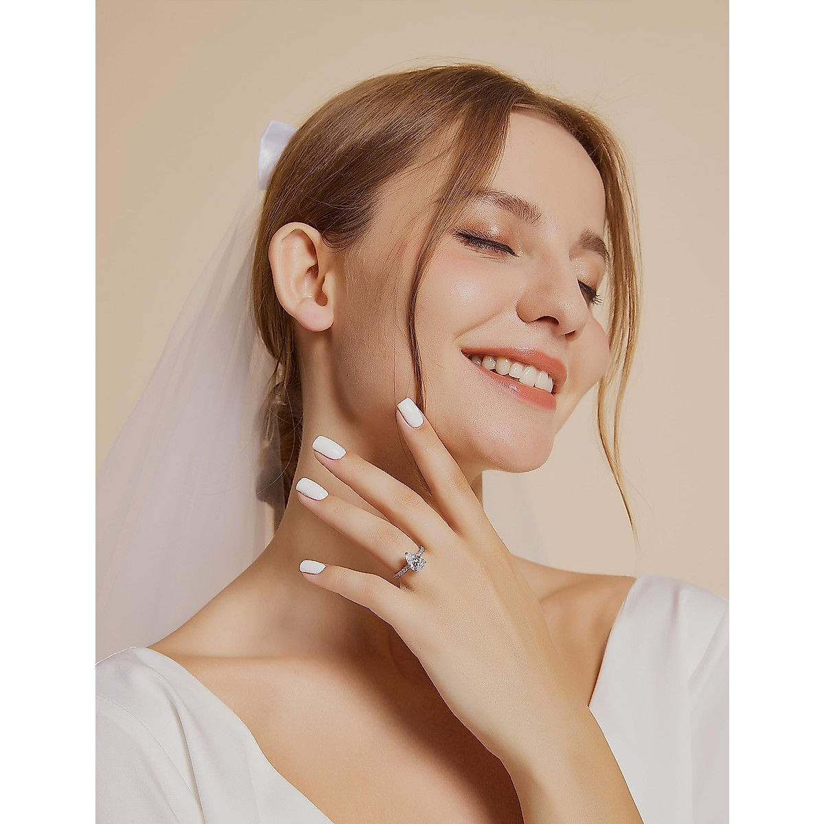 EAMTI 2CT 925 Sterling Silver Engagement Rings Pear Cut Cubic Zirconia CZ Wedding Promise Rings for Her Stunning Teardrop Wedding Bands for Women Size 8