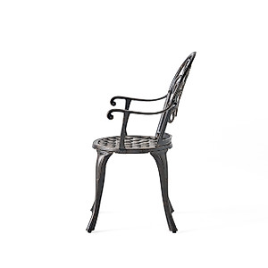 Christopher Knight Home Angeles Outdoor Cast Aluminum Bistro Furniture Set with Ice Bucket, 3-Pcs Set, Copper