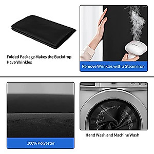 Hemmotop Black Backdrop Background 6 x 9ft Polyester Fabric Chromakey Black Screen Backdrops Collapsible for Photography,Birthday Party,Wedding Stage,Photoshoot with 3 x Backdrop Clip Clamp