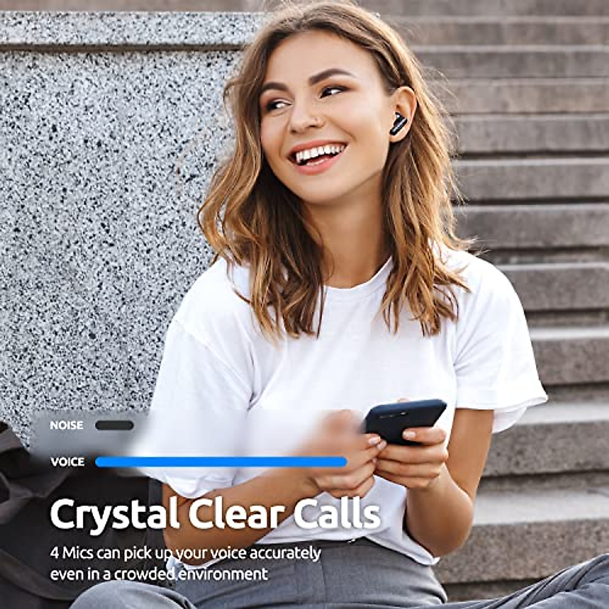 Wireless Earbuds Truefree T1 Bluetooth 5.0 Headphones in-Ear Stereo Earphones with 4 Mics AI ENC for Clear Calls, 60ms Low Latency Game Mode, Touch Control, Total 30 Hours of Playtime, Immersive Sound