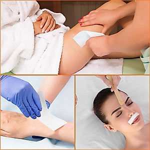 Blulu 400 Wax Strips Non Woven Wax Paper Strips for All Skin Types Facial and Body Hair Removal Waxing Strips Epilating for Leg, Chest, Back, Intimate Area And Face 10 x 3.8 cm(White)