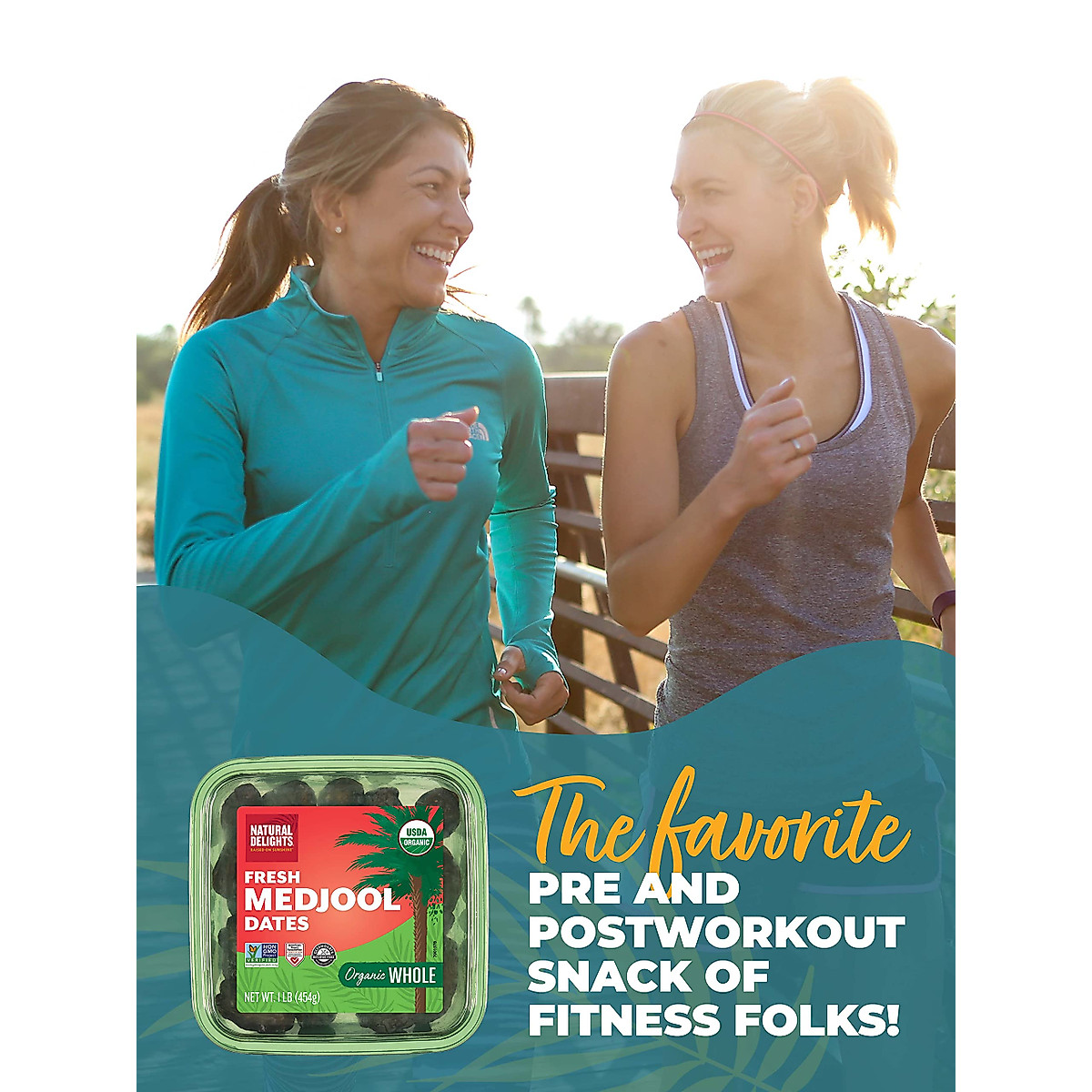 Natural Delights Organic Medjool Dates – Large & Plump USDA Certified , Non-GMO Verified, Good Source of Fiber, Naturally Sweet Fruit Snack, Perfect for On-the-Go - Whole Medjool Dates Organic, 1 lb oz Container