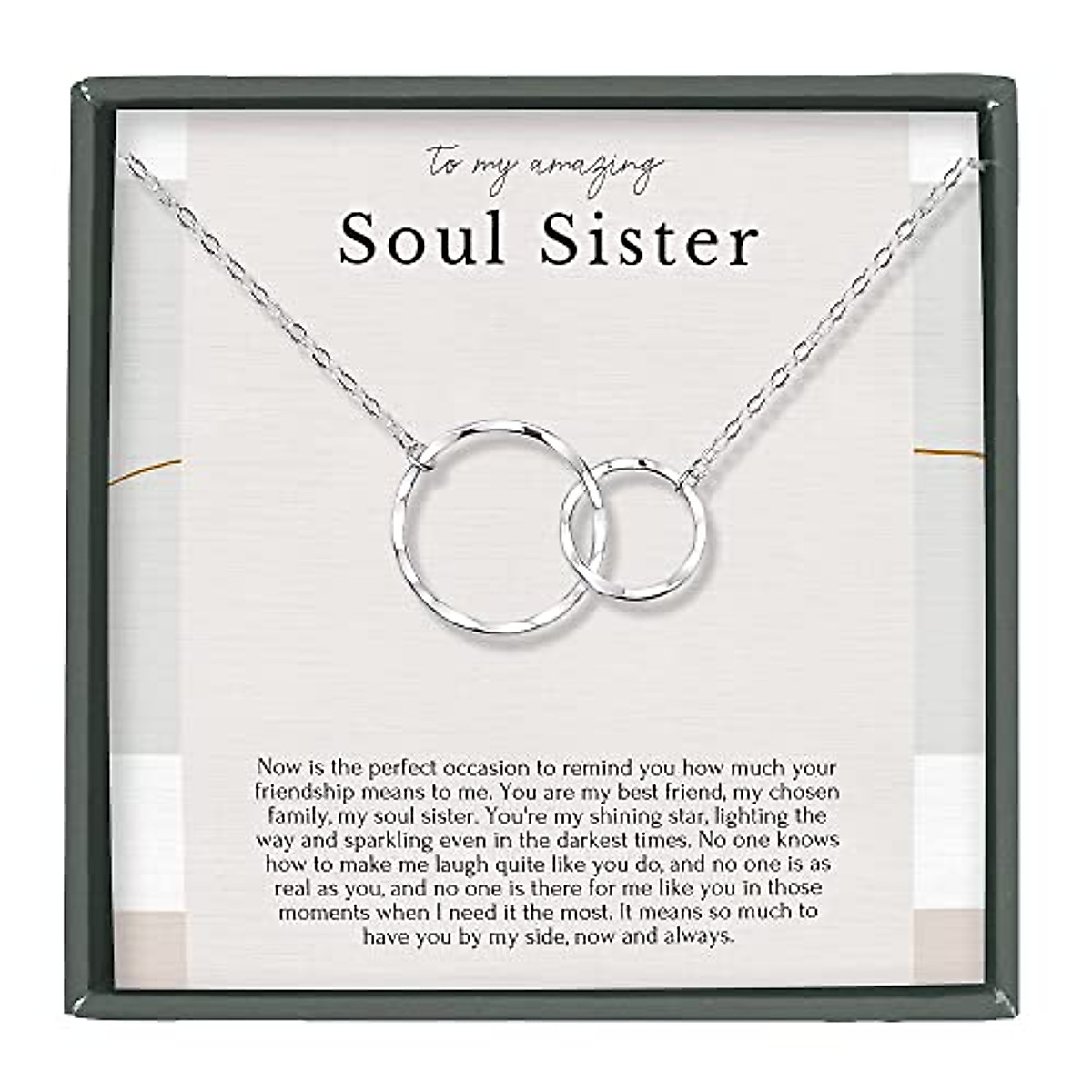 Bonus Sister Necklace for Women Sentimental Jewelry for Friend on Birthday Christmas Wedding Celebration Present Soul Sisters Bestie BFF Best Unique Meaningful Ideas Long Distance Gift Box Gold/Silver