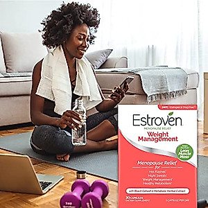 Estroven Weight Management for Menopause Relief - 30 Ct. - Clinically Proven Ingredients Help Manage Weight, Provide Night Sweats & Hot Flash Relief - Drug-Free & Gluten-Free Caplets