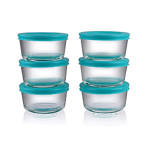 BOVADO USA 1 Cup Glass Round Dish for Storage, Mixing, Serving - Dishwasher, Freezer & Oven Safe Glass, Easy-Clean, Clear with Lid, Pack of 6 Containers