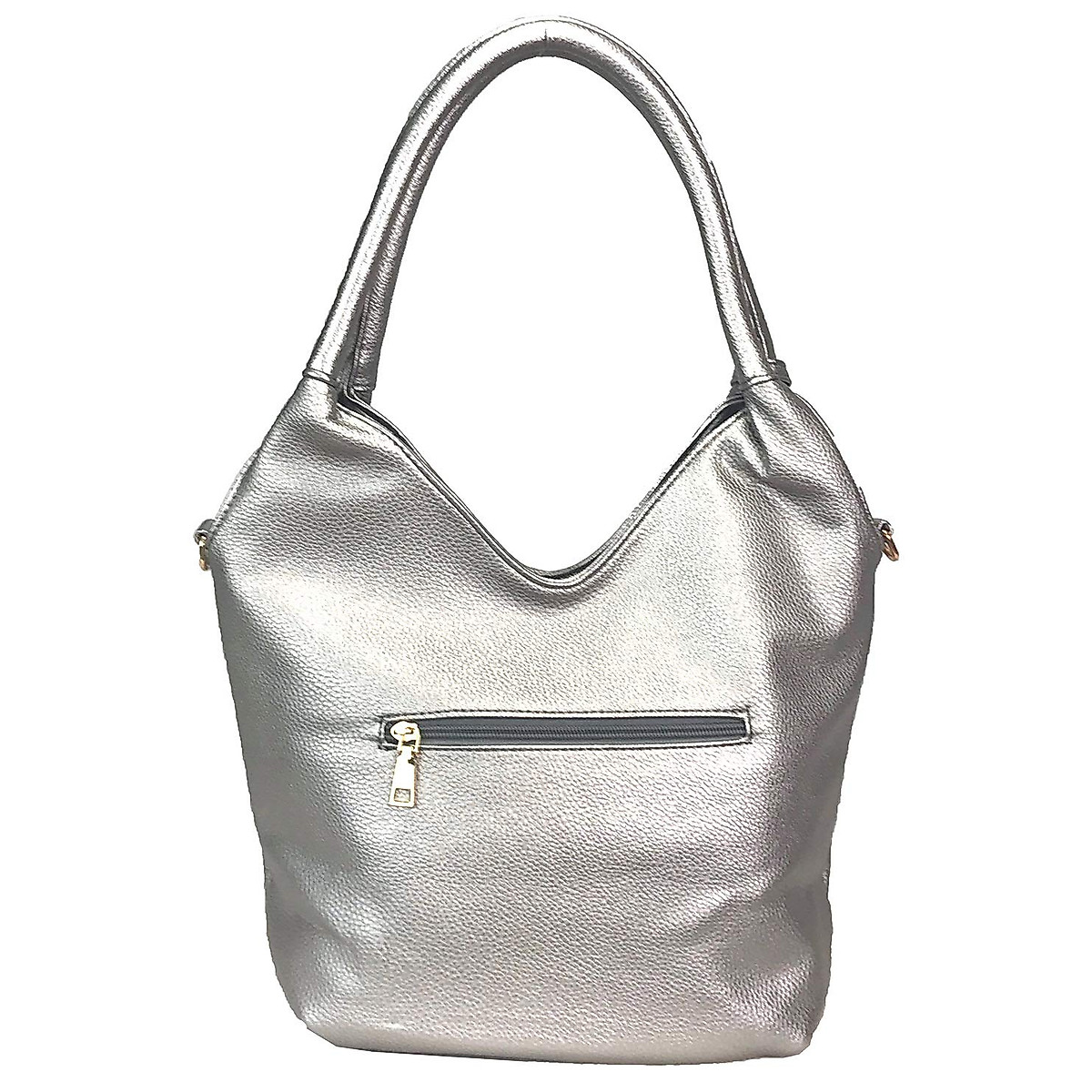Zzfab Gem Studded V Chevron Tall Hobo Sparkle Purse (Pewter)
