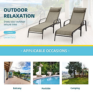 EROMMY Patio Chaise Lounge, Set of 2 Outdoor Lounge Chair (Brown)