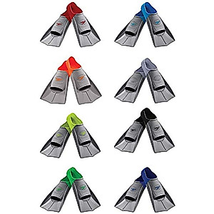 Speedo Unisex-Adult Swim Training Fins Rubber Short Blade,Black/Grey