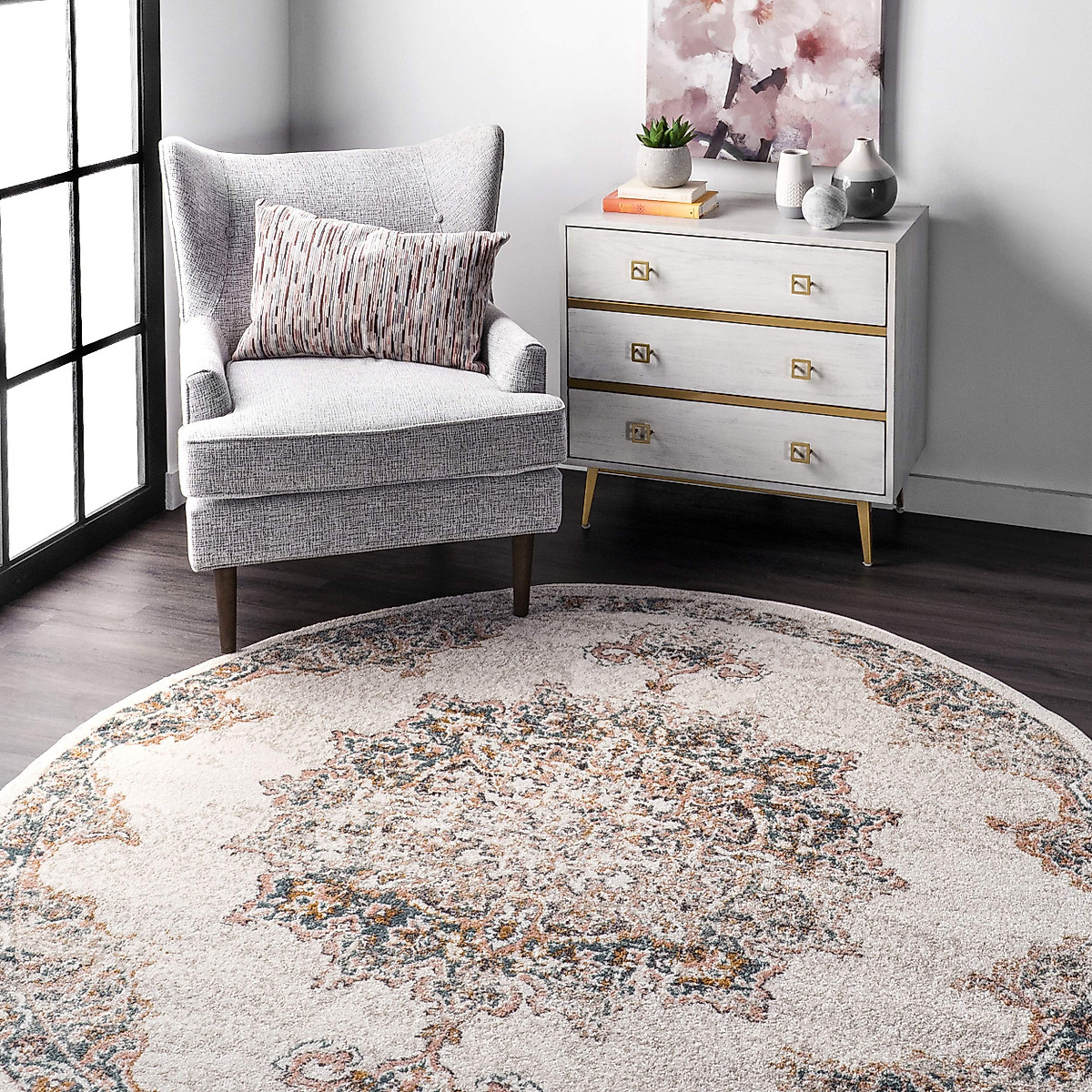 nuLOOM Vintage Medallion Liliana Accent Rug, 2x3, Beige