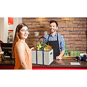 NERUB Reusable Grocery Shopping Bags Heavy Duty Grocery Tote Bags with Reinforced Bottom Foldable Large Reusable Shopping Bags for Groceries (3 Pack)