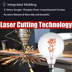 CybaaLuxzus 2W LED Decorative Light Bulb,Happy Signed Bulb,Rose Design Light Bulbs,Filament Bulb,Globe Led Light Bulbs,Soothing Light Bulbs,G125 120V