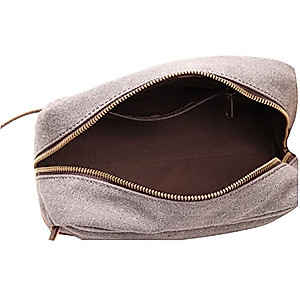 IBLUE Toiletry Bag Leather and Canvas Travel Dopp Kit Bathroom Shaving Organizer for Men&Women Travel Accessories,B03 (BLACK)