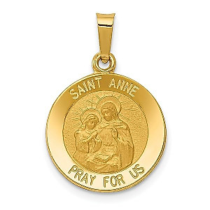 IceCarats 14K Yellow Gold Saint Anne Medal Necklace Charm Pendant 22.75mm x 15.5mm Only