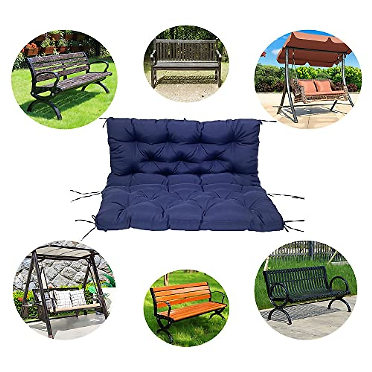LFNOONE Thicken 5" Swing Chair Pads for Garden Patio,Swing Replacement Cushions with Backrest,Waterproof Bench Cushion for Outdoor Furniture,2-3 Seater Washable Swing Replacement Cushions/40x40 Green