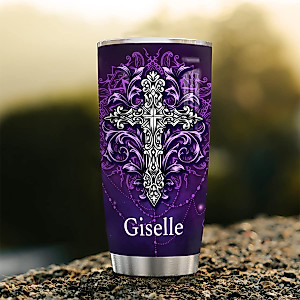 wowcugi Christian Gifts Personalized Be Strong And Let Your Heart Take Courage Tumblers 20oz 30oz Stainless Steel Travel Mug Insulated Christmas Religious Christian Gifts For Women Men