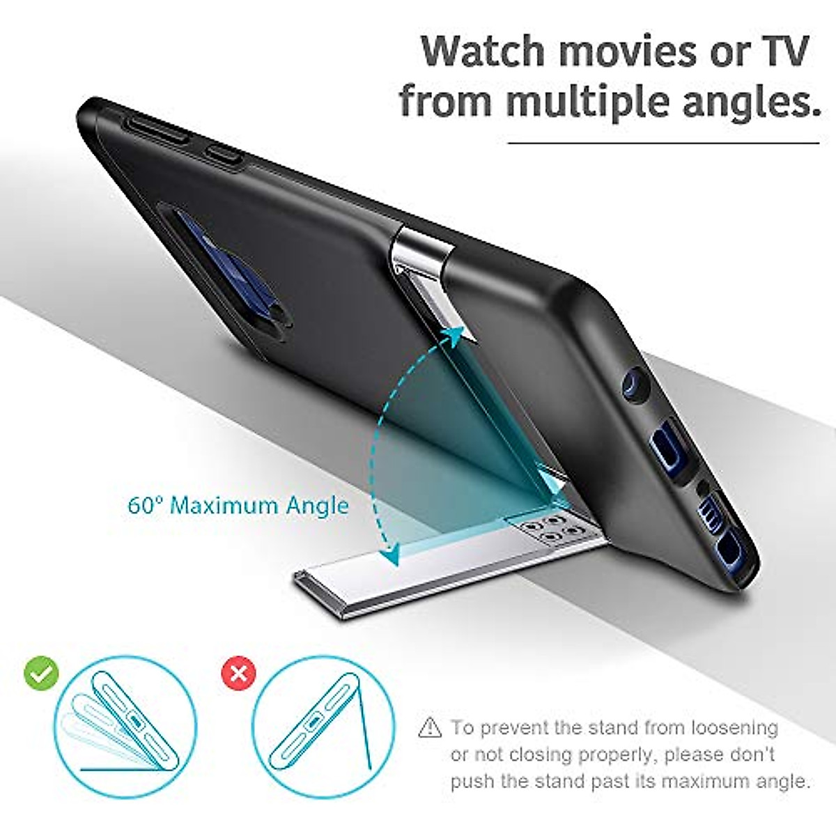 ESR Metal Kickstand Case Compatible for Samsung Note 9,[Vertical and Horizontal Stand] [Reinforced Drop Protection] Hard PC Back with Flexible TPU Bumper for Note 9(Black)