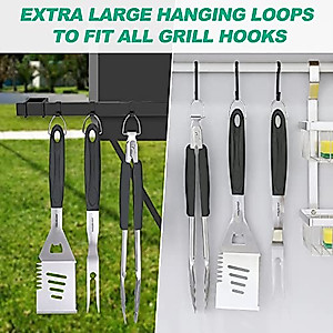 HAUSHOF Large Grill Accessories Heavy Duty BBQ Set Gifts for Men - Premium Stainless Steel Spatula, Fork & Tongs (16.5/16/16.5 in.), Barbecue Utensils Tool Kit Gift for Grilling Lover Outdoor