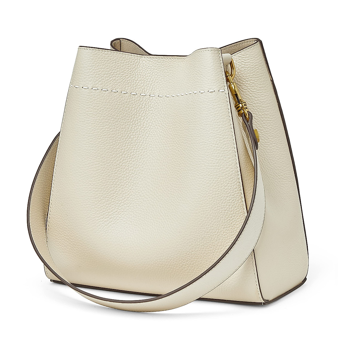 Leather Bucket Tote Bag For Women Medium Hobo Shoulder Purse And Handbags (4-Off White)