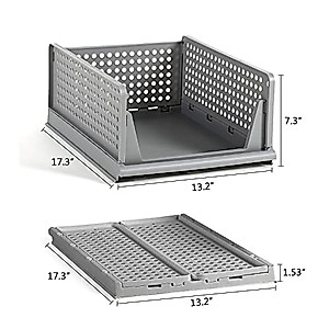 8 Pcs Stackable Storage Drawers Closet Organizers and Storage Foldable Closet Organizers Plastic Folding Box Shelves Collapsible Bin Baskets Container for Wardrobe Bathroom (Dark Gray)