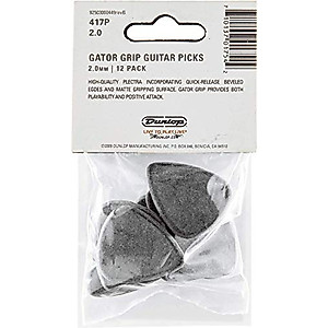JIM DUNLOP 417P2.0 Grip®, Black, 2.0mm, 12/Player's Pack