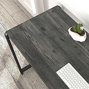 EXCEFUR Industrial Computer Desk with Shelves, 55 inch Rustic Wood and Metal Work Study Writing Table for Home Office, Grey