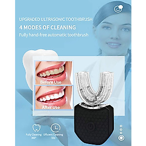 Magentak Automatic Electric Toothbrush for Adults, 360 Degree Electric Toothbrush, Electric Travel U Shape Toothbrush, Black