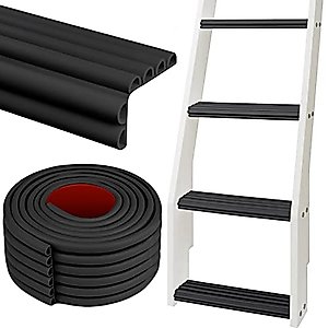 Amerbro Bunk Bed Ladder Pads - PVC Soft Corner Protectors with Strong Adhesive Bunk Bed Ladder Cover for Stair Steps Foot Comfort 6.6 ft (2M) - Black