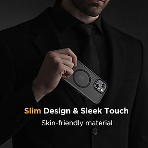 Miracase Magnetic Series for iPhone 14 Case [Compatible with MagSafe] [with 2X Screen Protectors] Military-Grade Protection, Anti-Fingerprint, Slim Design Phone Case for iPhone 14, Graphite Black