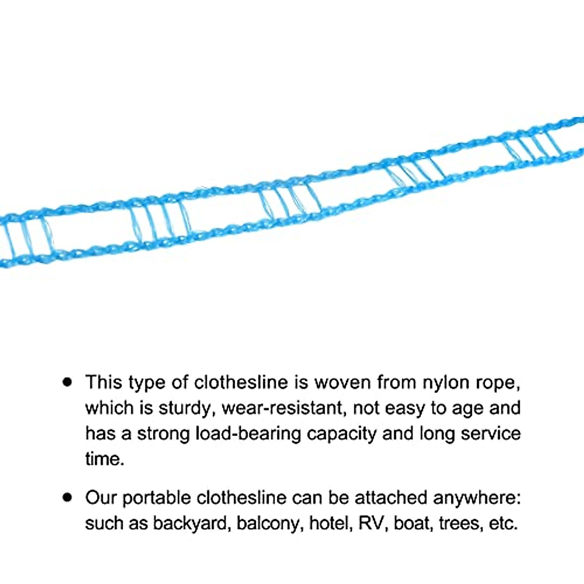 uxcell Portable Clothesline, 26.24ft Nylon Windproof Non-Slip Washing Line Rope for Courtyard Outdoor Travel Camping Laundry Drying, Blue 2 Pcs