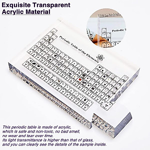 Periodic Table with Real Elements Inside, Acrylic Periodic Table Display with 83 Real Element Samples, 360° Rotating Frame Display, Remarkable Gift for Kids Adults Teachers - 9.05"x1.96"x6.3"