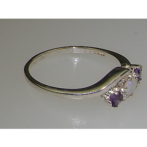 LetsBuyGold 925 Sterling Silver Real Genuine Opal & Amethyst Womens Band Ring - Size 7