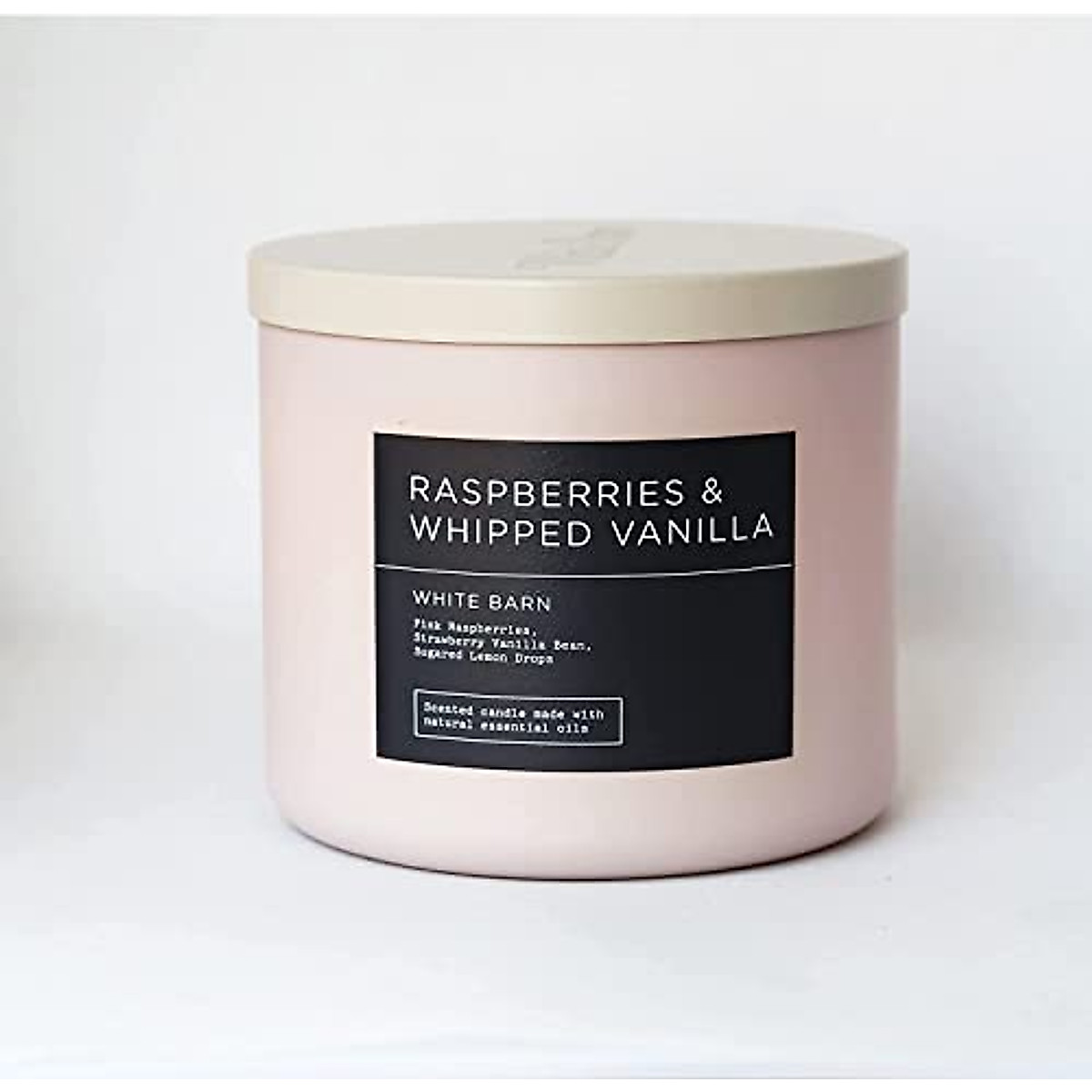 Bath & Body Works, White Barn 3-Wick Candle w/Essential Oils - 14.5 oz - 2022 Spring Scents! (Raspberries & Whipped Vanilla)