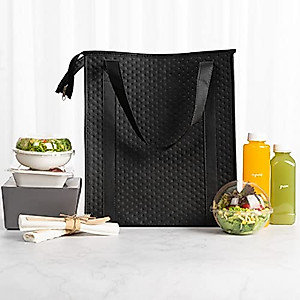 Cater Tek 14.9 x 13.1 x 9.4 Inch Food Delivery Bags, 10 Insulated Food Carriers - Leakproof, Reusable, Black Non Woven Fabric Catering Bags, For Hot Or Cold Meals