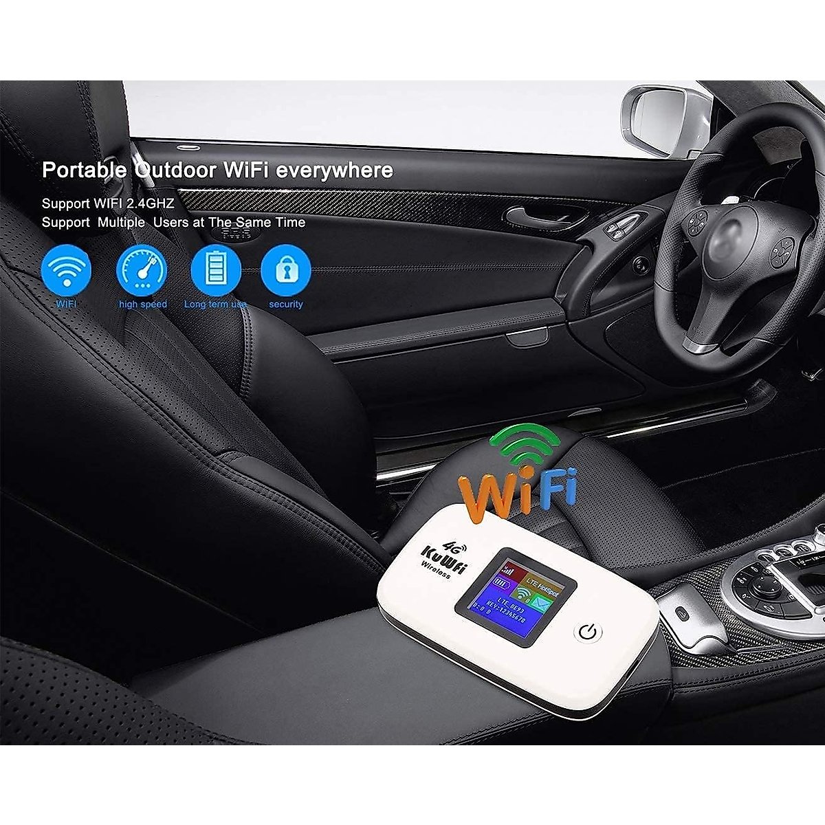 Mobile WiFi Hotspot | KuWFi 4G LTE Unlocked Wi-Fi Hotspot Device | Portable WiFi Router with SIM Card Slot for Travel-Friendly Mobile Travel Router Perfect for AT&T/T-Mobile Users