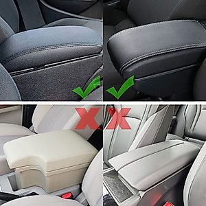 Four-Season Universal Leather Car Center Console Cover with Check Design Car Interior Accessories,Comfortable Center Armrest Pad,Prevents Scratches on Center Console for Truck,Car,SUV (Black)