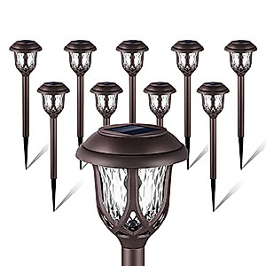 EXCMARK 10 Pack Solar Lights Outdoor Decorative, Solar Pathway Lights Outdoor, Solar Powered Garden Yard Lights for Walkway Sidewalk Driveway.