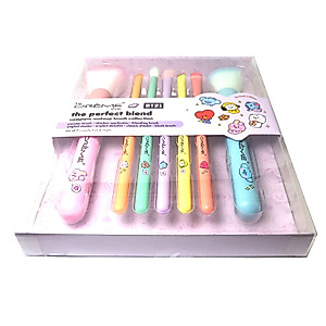 The Creme Crème Shop,BT21 BABY Perfect Blend Brush Collection [ Set of 7 ] Makeup Brushes Set + Free Zipper Bag